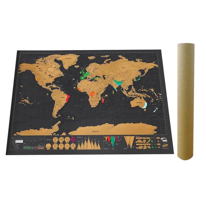 (New) scratch off world travel map poster copper foil wall sticker ...