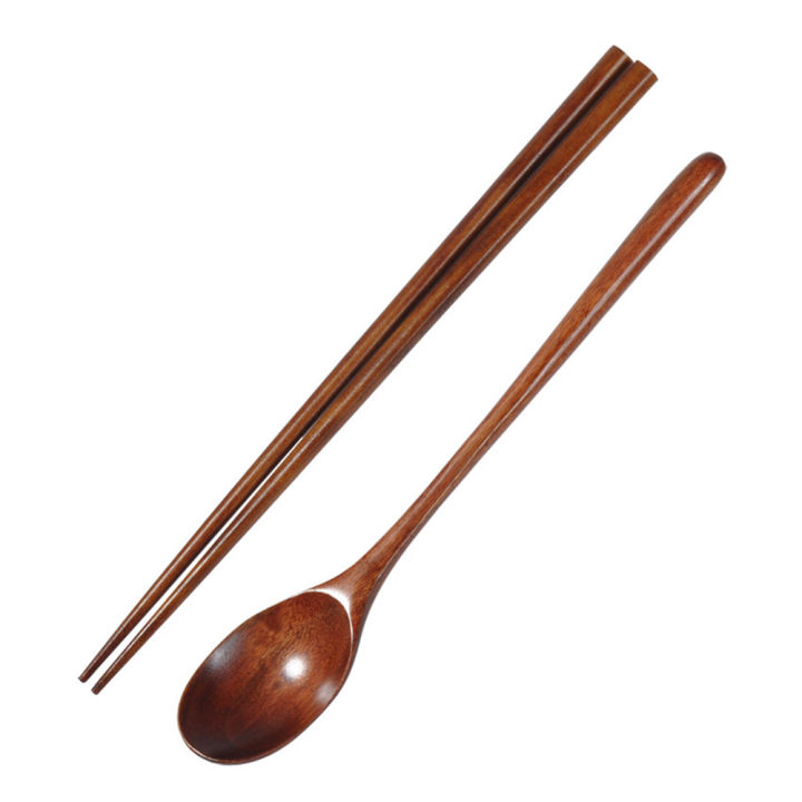 1 Pairs Chopstick +1 Spoons Portable Japanese Wooden Chopsticks Spoon ...