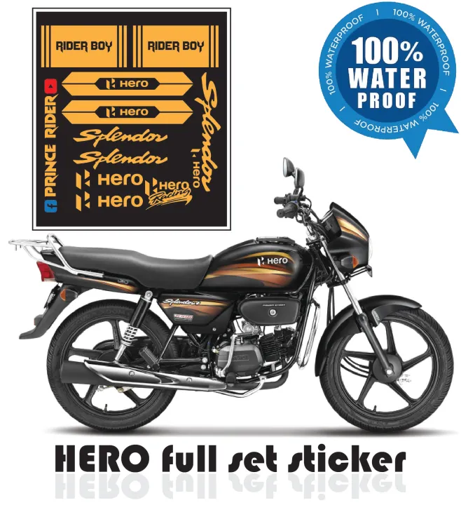 HERO bike all sticker | bike modify sticker | HERO Splandor sticker | Bike full set Sticker ...