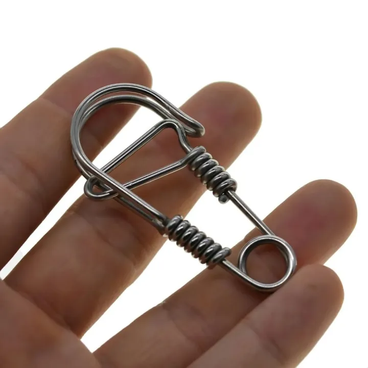 Stainless Steel Clasp Dual Lock Keychain Keychain Clasp Hook Snap Clip ...