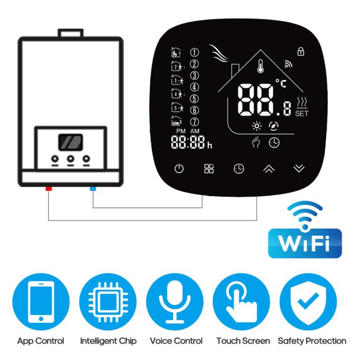 Wi Fi Thermostat With Touchscreen Lcd Display Weekly Programmable Energy Saving Smart