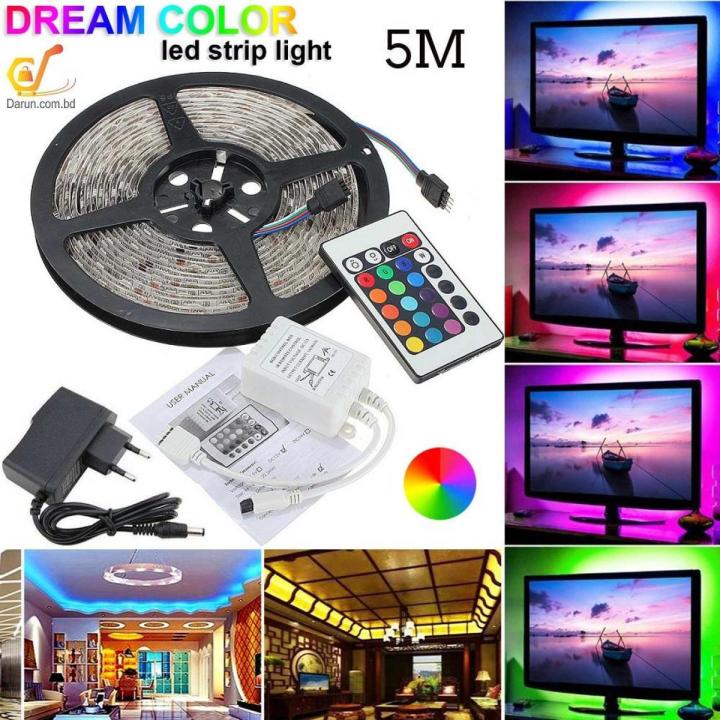 LED Strip Light Remote Control Colour Changing Light with Sticker, LED ...