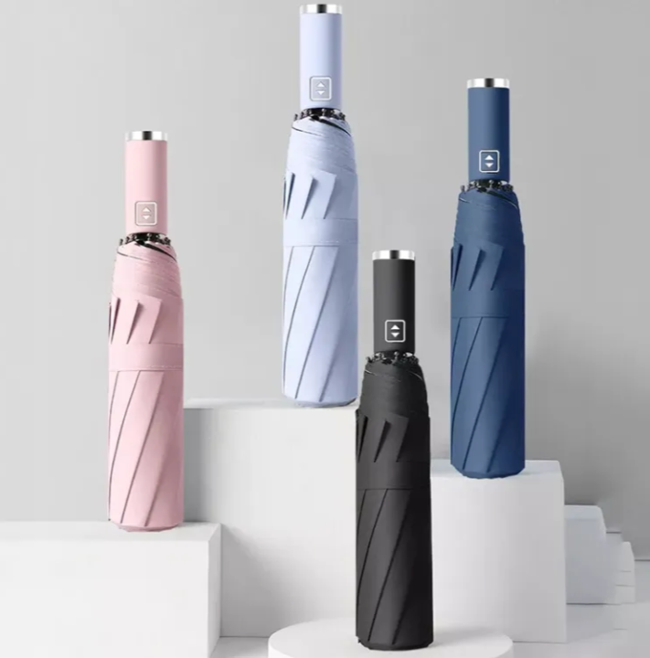 12Ribs Automatic Umbrella Rain Windproof 3Fold Portable Business ...