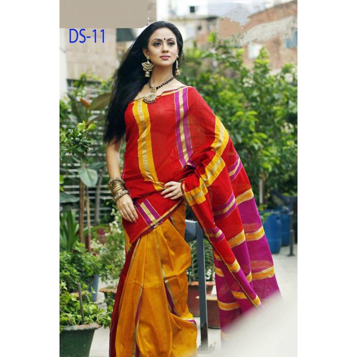 Red and Yellow Contest Deshi Design Silk Saree - DS11 | Daraz.com.bd