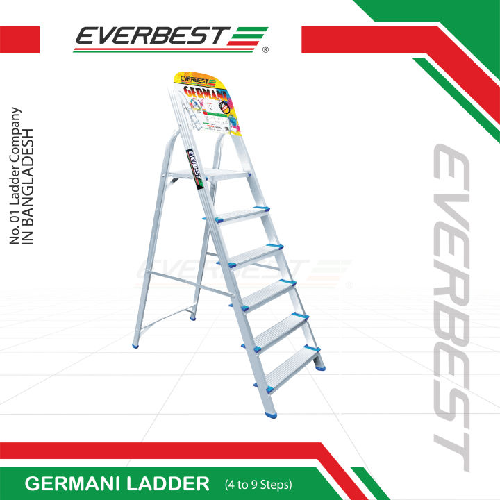 GERMANI LADDER Everbest 4/5/6/7/8/9 STEP ALMUNIUM | Daraz.com.bd