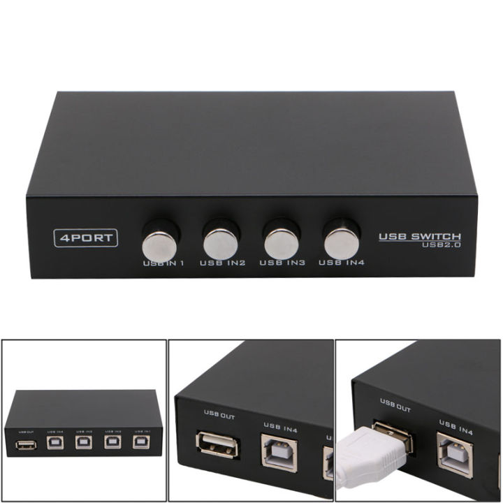4 Ports USB2.0 Sharing Device Switch Switcher Adapter Box For PC ...