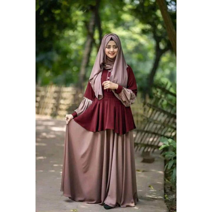 Exclusive Collection Dubai Cherry Fabric Kohinur Borka Gown with Hijab ...