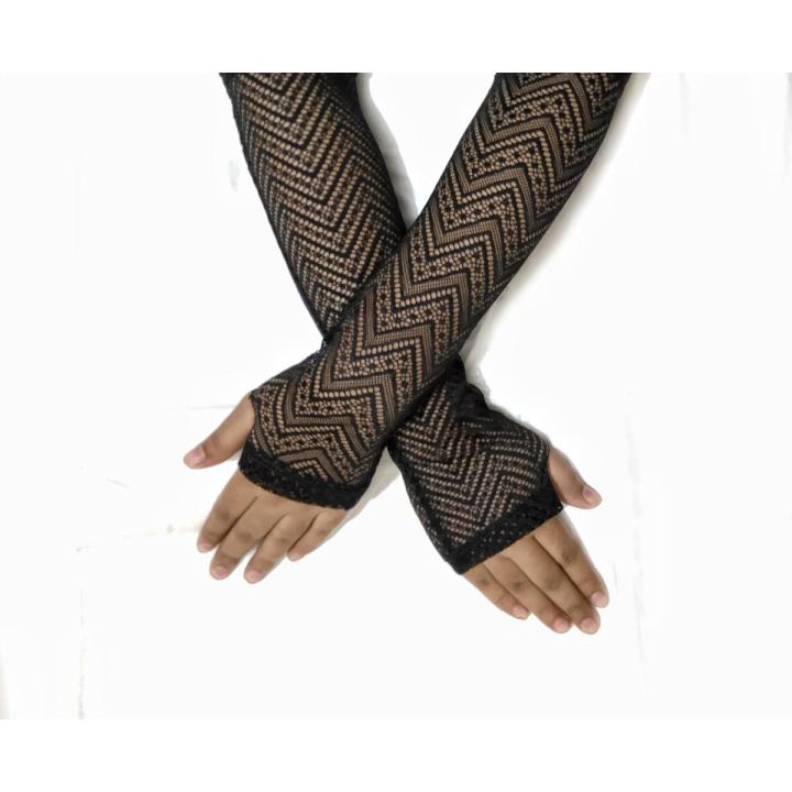 Jiecikou Sexy Women Arm Sleeves hand gloves for women Fishnet Long ...