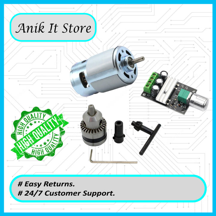 High Speed 755 Motor With Drill Chuck And Speed Controller (12-24)v ...