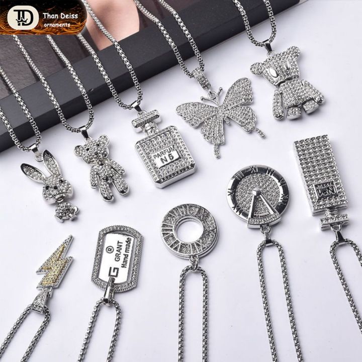 XL Necklace Women Ins Net Red Diamond Pendant Trendy Men's Light Luxury ...