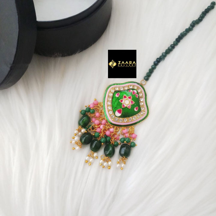 Jaypuri Meenakari Tikli for Women and Girls (Multicolor) (Imported) M ...