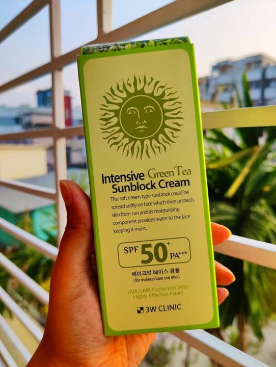 3W Clinic Intensive Green Tea Sunblock Cream SPF 50+ PA+++ - 70ml ...