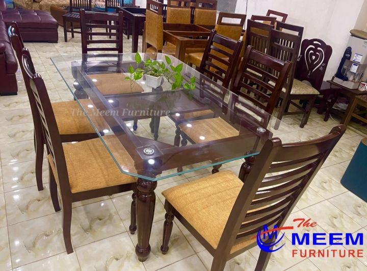 Dining Table 6 Chair Set full Mahogany Kather | Daraz.com.bd