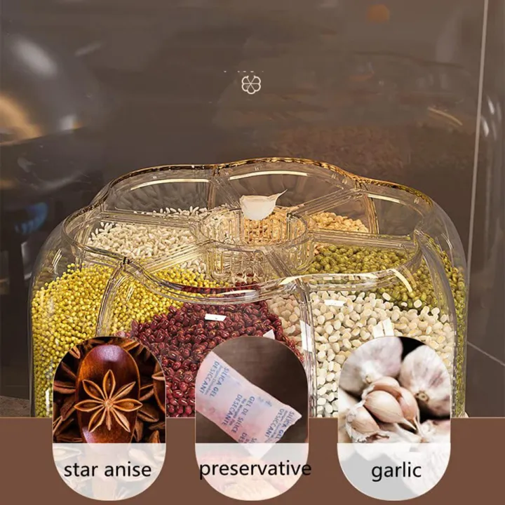 Rotating Food Dispenser Rice Bucket Rice Storage Tank Container | Daraz ...