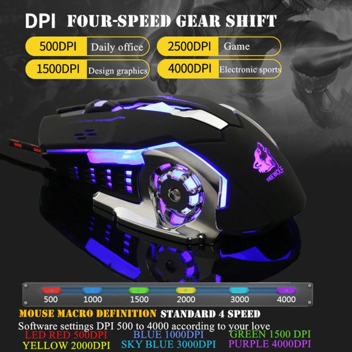 BBOOM Professional Wired Gaming Mouse 6 Buttons 4000 DPI LED Optical ...
