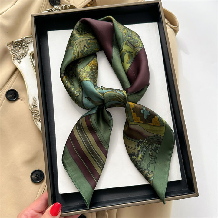 【support】 2024 Spring/Summer Retro Horse Print Neckerchief 70*70cm ...