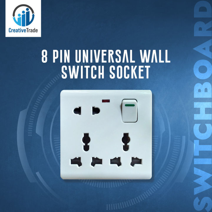 Universal Wall Switch Socket - 8 Pin Universal Socket- Only Socket ...