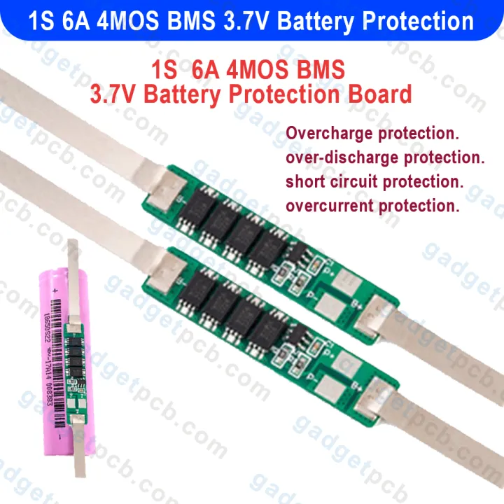1S 6A 4MOS BMS Lithium Lion 3.7V Battery Protection Board 1S BMS ...