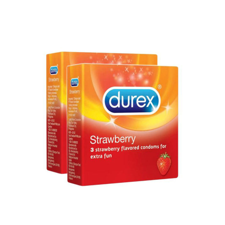 Durex - Strawberry Condom - Combo Pack - 2 Packs - 3x2=6pcs | Daraz.com.bd