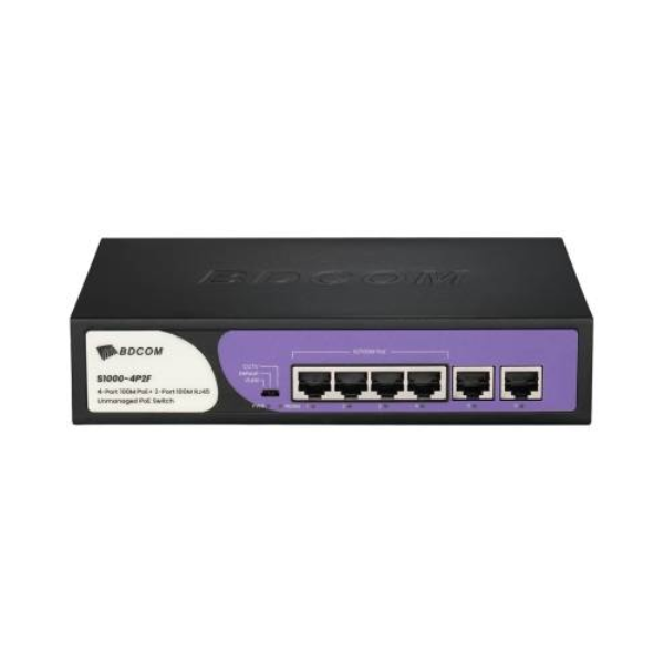BDCOM S1000-4P2F 4-Port PoE+, 2-Port 100M RJ45 Unmanaged Switch | Daraz.com.bd