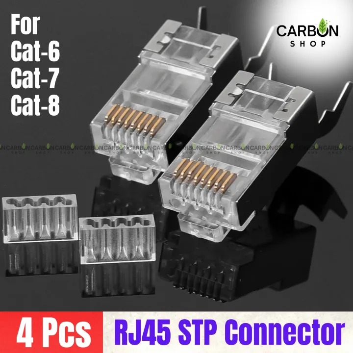 4 Pcs Rj45 Ethernet Plug Gold Plated Network Connector Cat6 Cat7 Cat8 ...