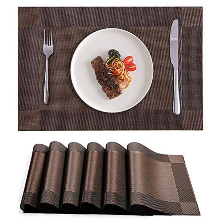 6Pcs Sets Table Mats Dinning Table Placemats PVC Rectangular Vintage ...