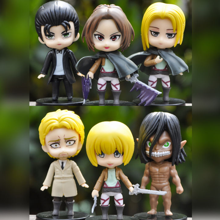 New anime Attack on Titan figure Eren Yeager Commander Levi Mikasa doll ...