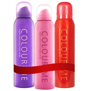 Colour Me Deodorant Body Spray Combo Pack of 3 (150×3=450ml) Pink,Red ...