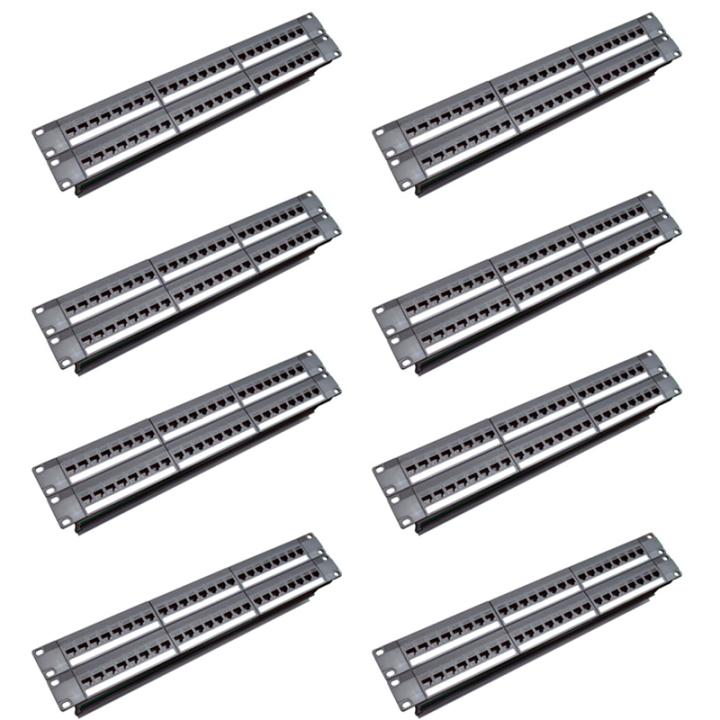 8X, 19Inch 1U Cabinet Rack Pass-Through 24 Port CAT6 Patch Panel RJ45 ...