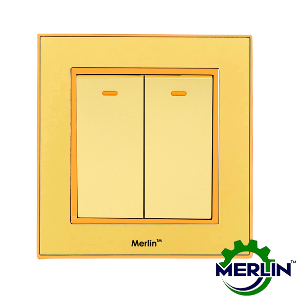 Merlin 2 Gang 1 Way Switch | Gorgeous Gold | Daraz.com.bd