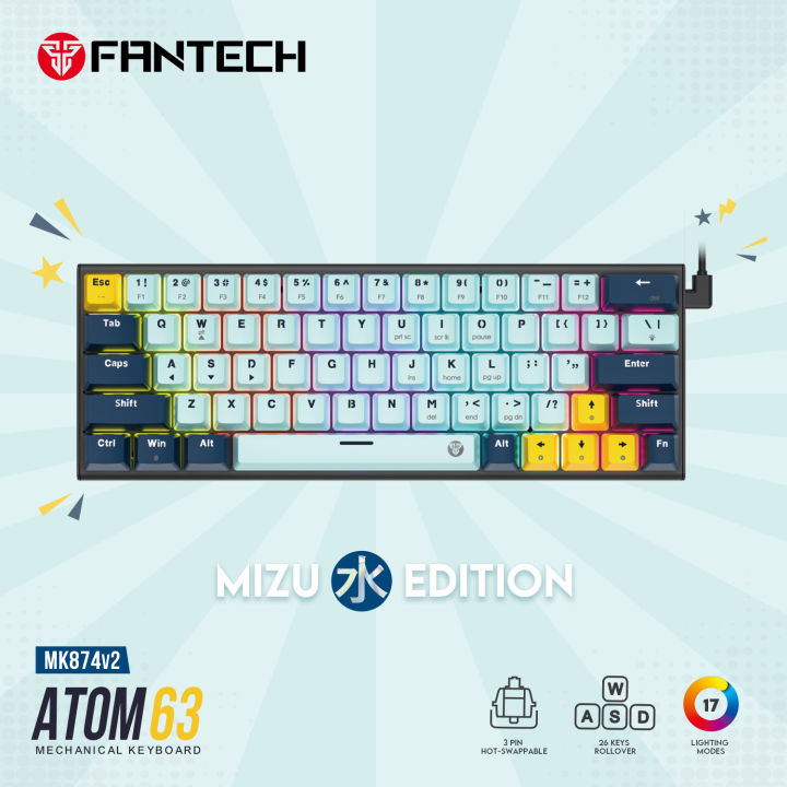 FANTECH ATOM63 MK874 V2 MECHANICAL GAMING KEYBOARD- MIZU SERIES Sky ...