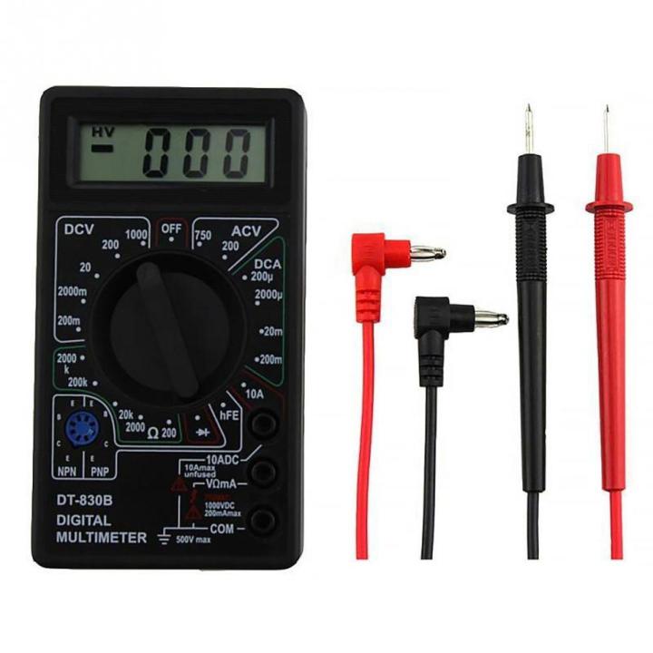 LCD Digital Multimeter AC DC Meter 750/1000V Amp Volt Ohm Tester- Black ...
