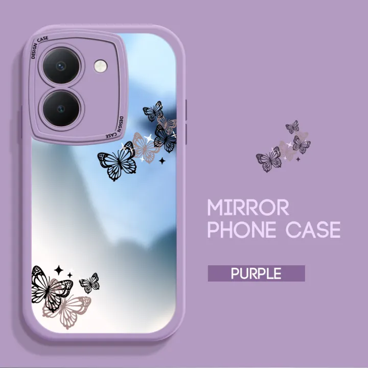 TA for Vivo Y36 4G 5G Y27 5G Back Cover Slim Mirror ines Butterflys ...