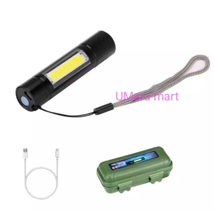 USB Rechargeable Mini COB LED Torchlight Flashlight Super Bright Torch ...