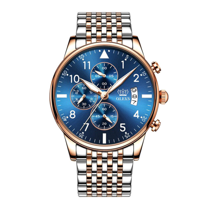 OLEVS 2869 Silver And RoseGold Two-tone Stainless Steel Chronograph ...