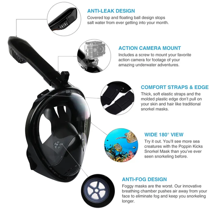 Underwater Scuba Anti Fog Full Face Diving Mask Snorkeling Respiratory ...