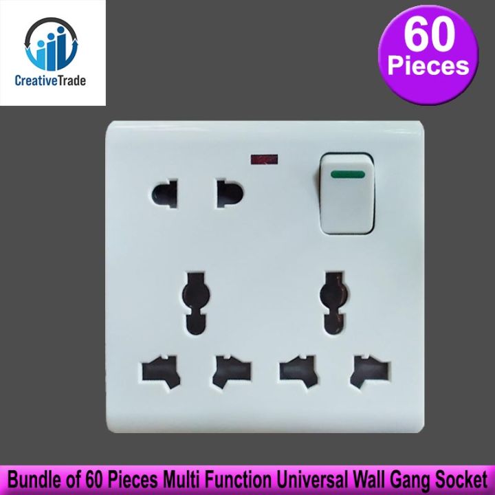 Bundle of 60 Pieces Multi Function Universal Wall Gang Socket - 8 Pin Gang Universal Socket ...