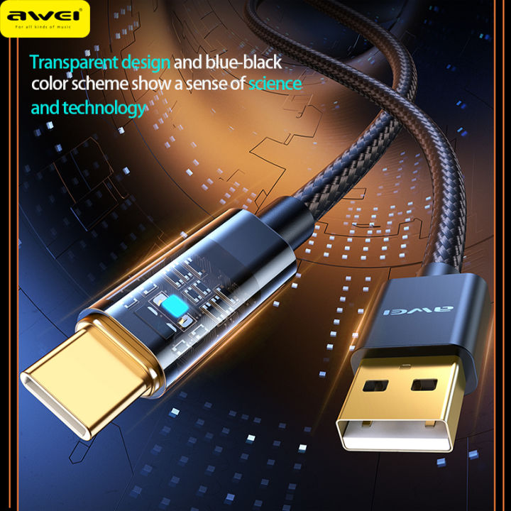 Awei CL-139T USB Type-C 100W Smart Super Fast Charging 100cm Fast ...