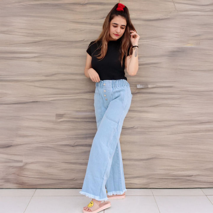 Ladies Jeans Plazo Pant, Stylish and Comfortable Denim, Flattering Fit ...