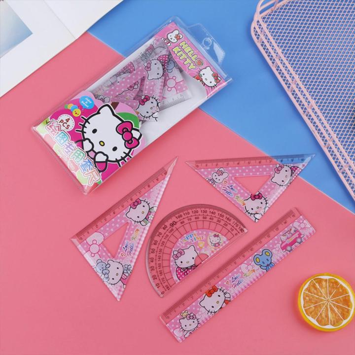 4-piece Ruler Set Sanrio Cute Anime Cartoon Pattern Triangular ...