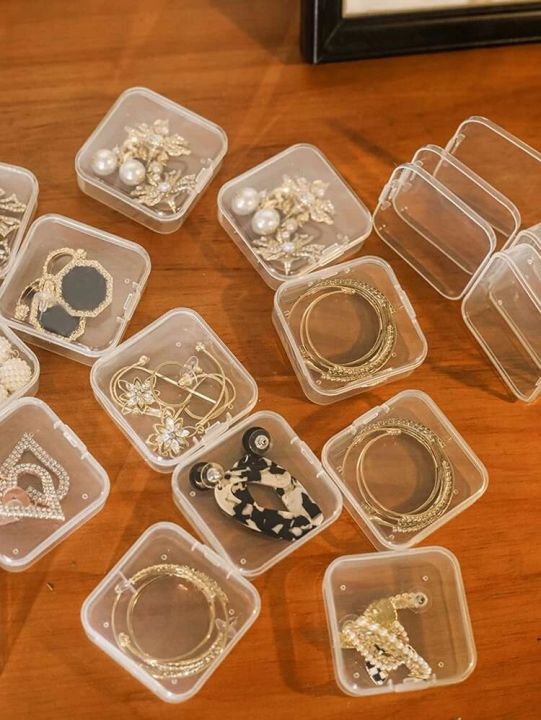 6PCS Mini Storage Box -Transparent Square Plastic Box- Earrings Jewelry Packaging Storage -Small ...