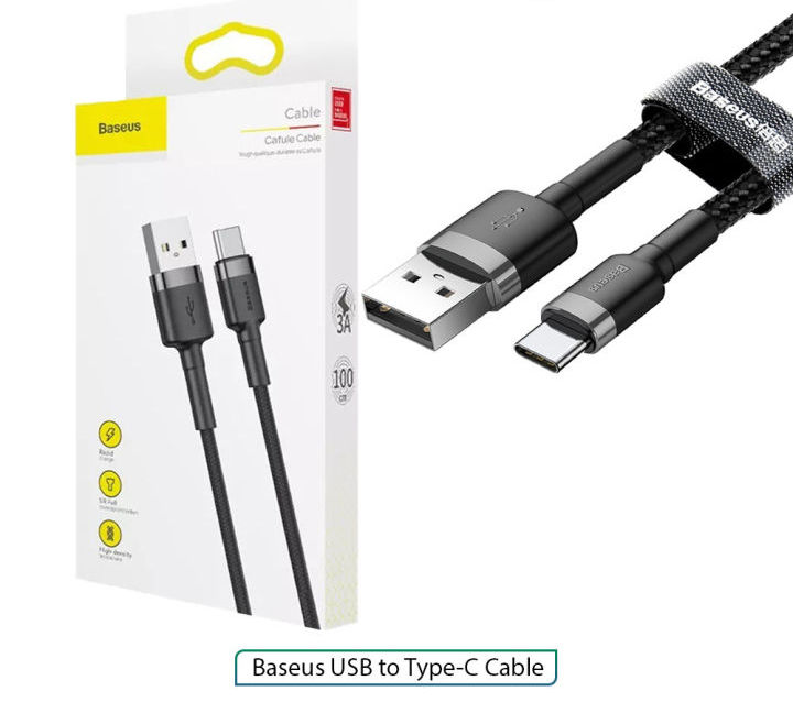 Baseus Cafule USB Type C Cable 3A 1 Meter Nylon Braided Wire | Daraz.com.bd