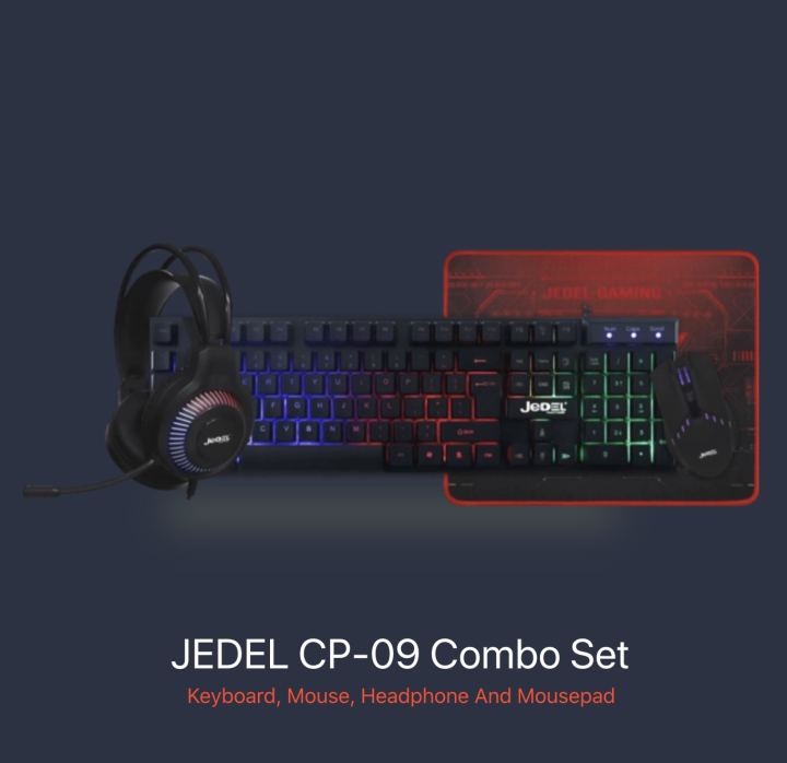 JEDEL-CP-09 Combo Gaming 4IN1 Keyboard Mouse Mousepad And Headset For ...