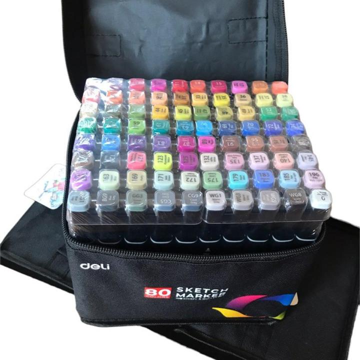 Deli Sketch Marker Set 80 Colors, Dual Tip, Assorted | Daraz.com.bd