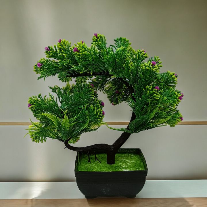Artificial Plastic Bonsai Tree with Mini Multi-Color Flowers and ...
