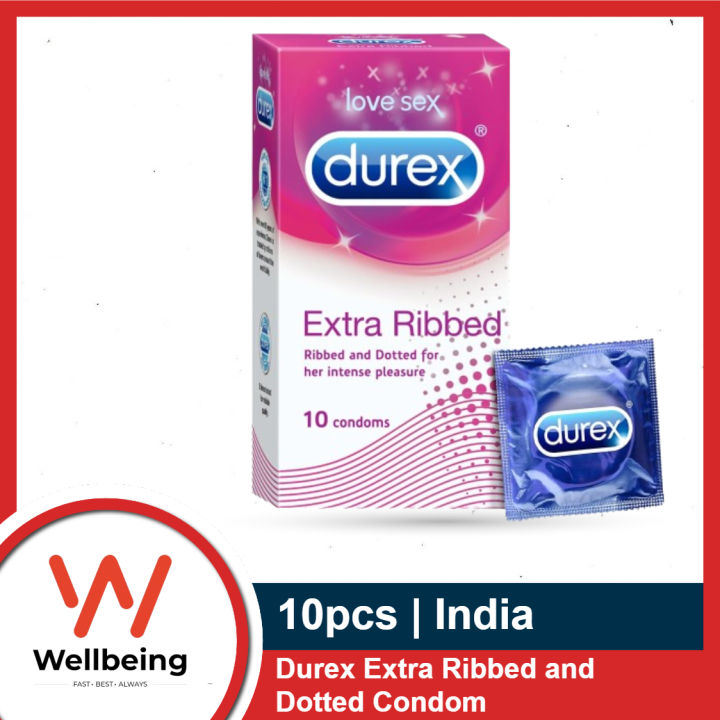 Durex Extra Ribbed and Dotted Condom for Men for Her Intense Pleasure ...