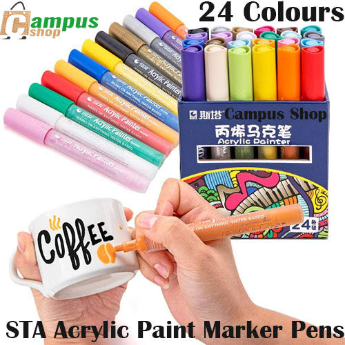STA Acrylic Paint Markers Pen-12/24 Colours - water color | Daraz.com.bd