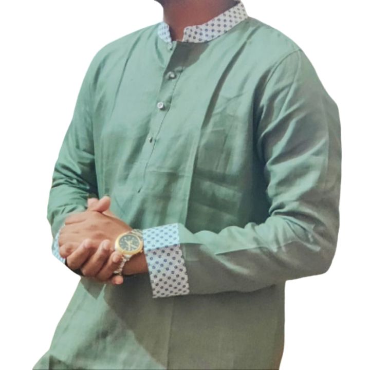 Cotton Fashion semilong panjabi for men solid colour panjabi for mens ...