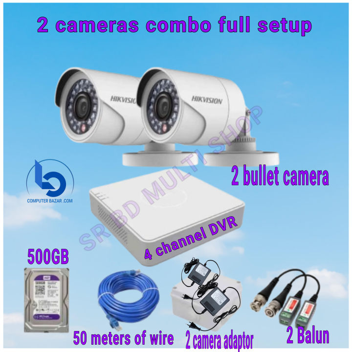 Hikvision CCTV Camera Package 02 Pcs With all Accessories | Daraz.com.bd