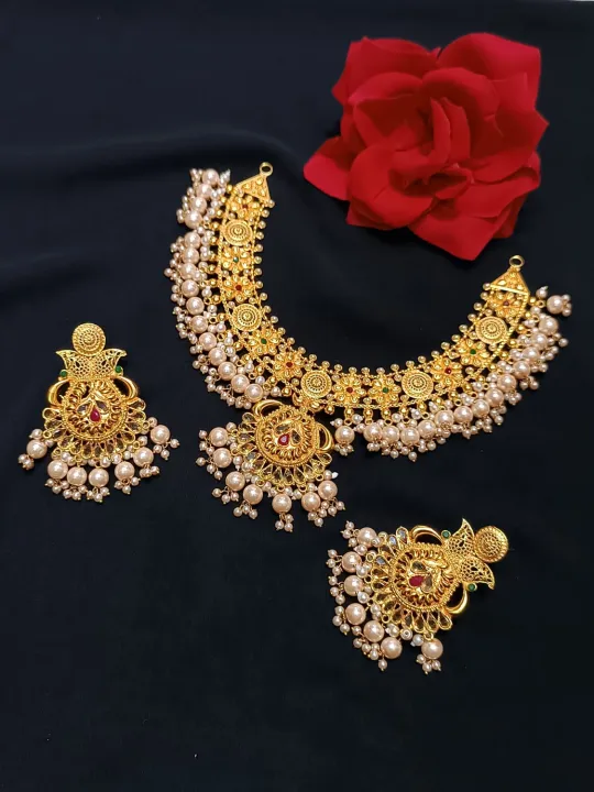 Nice Pearl Necklace Jewellery Set for Women din | Daraz.com.bd